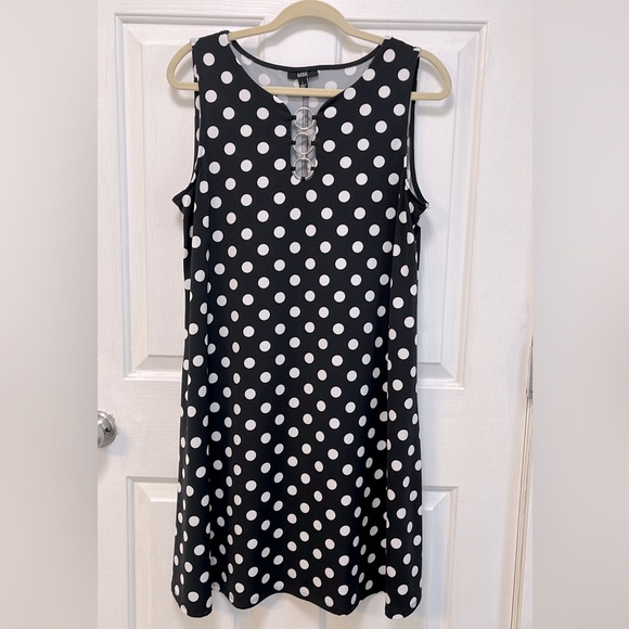 MSK | Dresses | Msk Black With White Polka Dots Sleeveless Dress ...